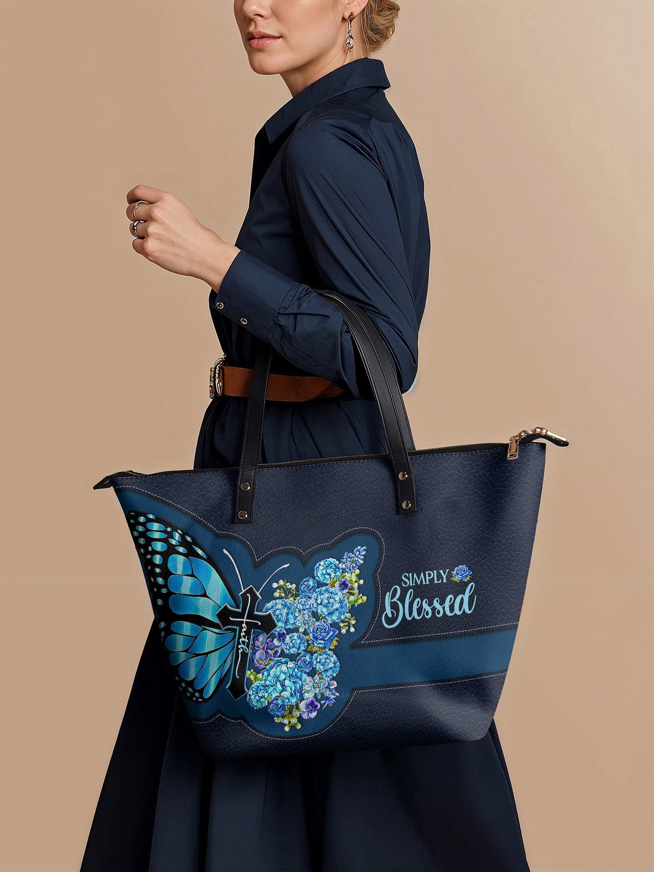 "Blessed" Leather Tote Bag – Blessac